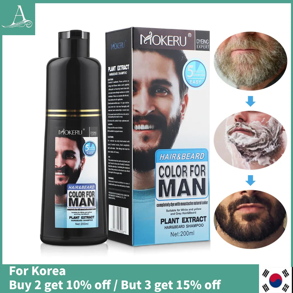 Natural Permanent Beard Color Shampoo Dye